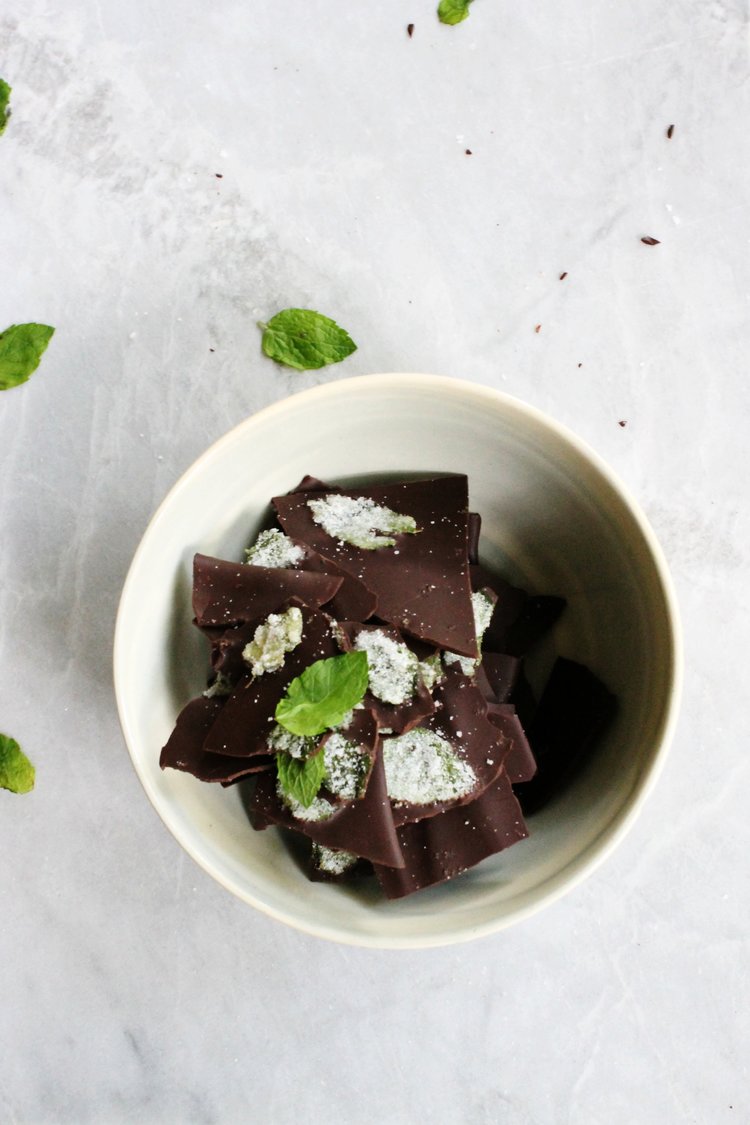 Mint chocolate bark with candied mint – Beloved Kitchen